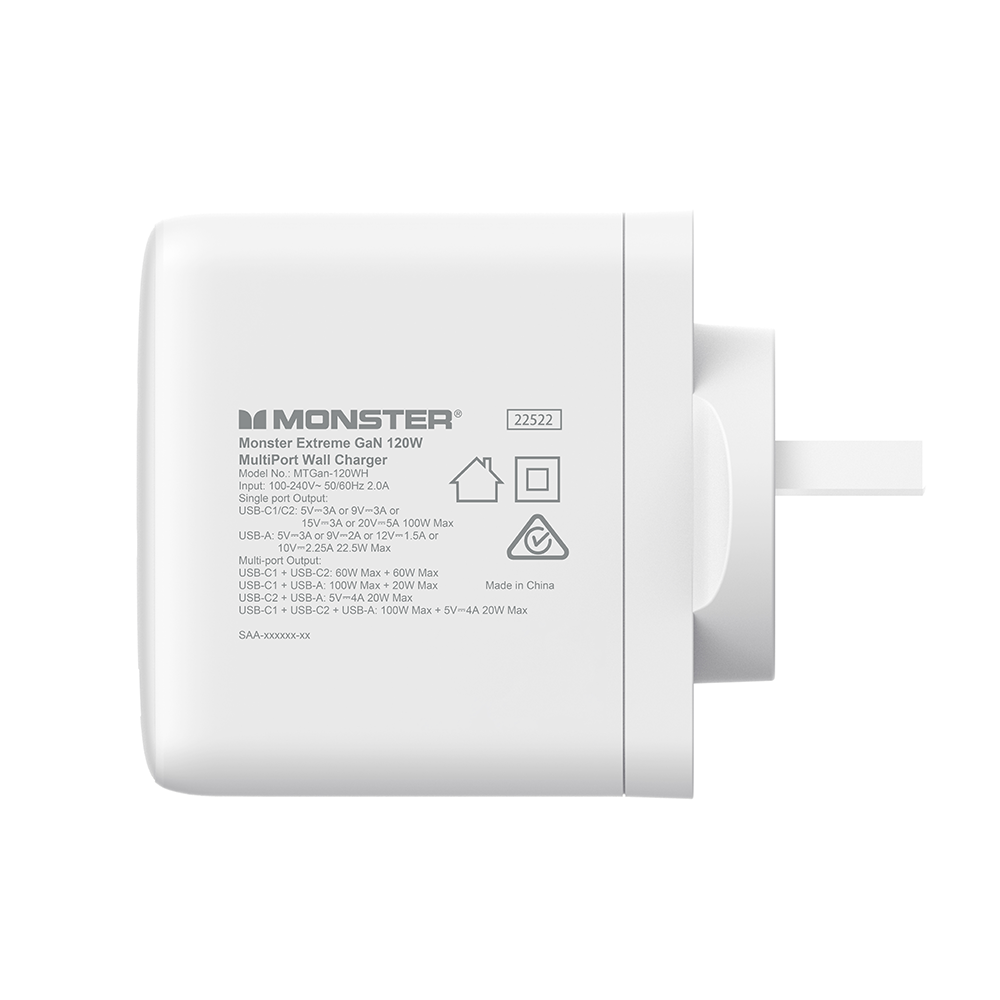 Monster Extreme GaN 120W MultiPort Wall Charger | Monster